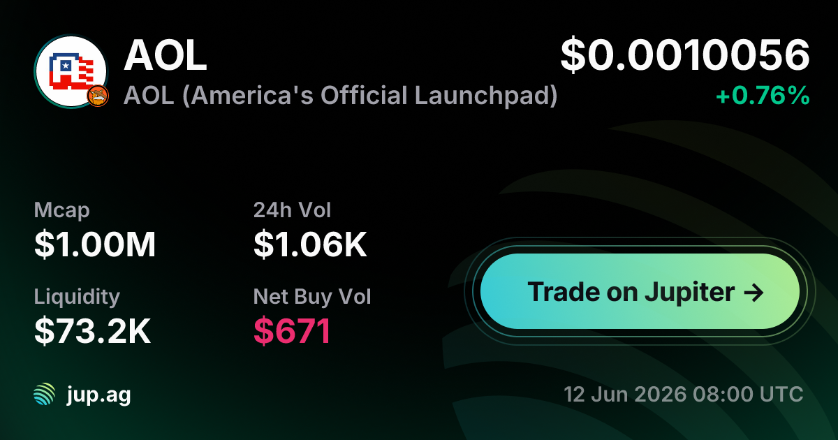 AOL (America's Official Launchpad) price today, AOL to USD live price ...