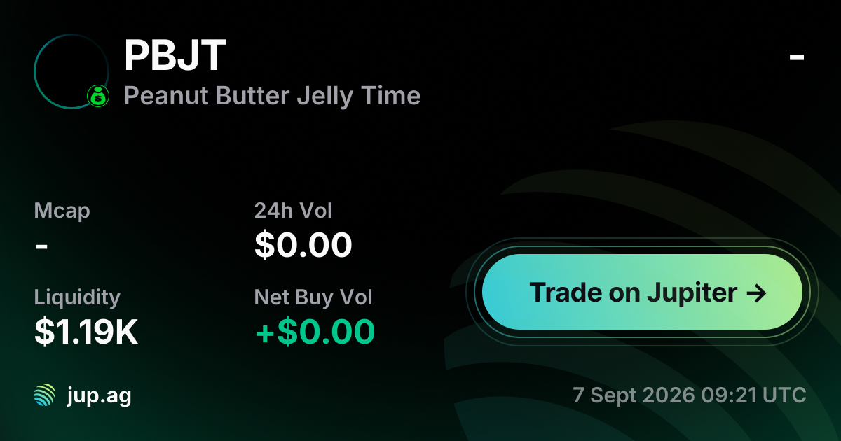 Peanut Butter Jelly Time Price Today, PBJT to USD live price chart ...