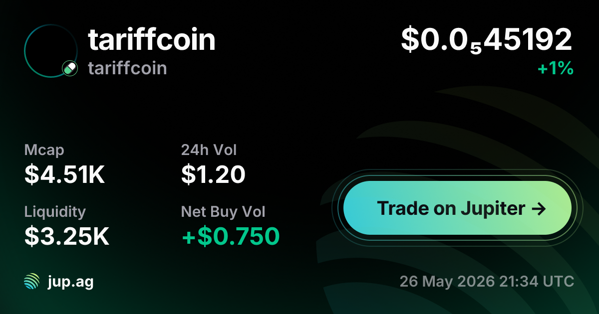 tariffcoin $0.0₅51627 | Jupiter