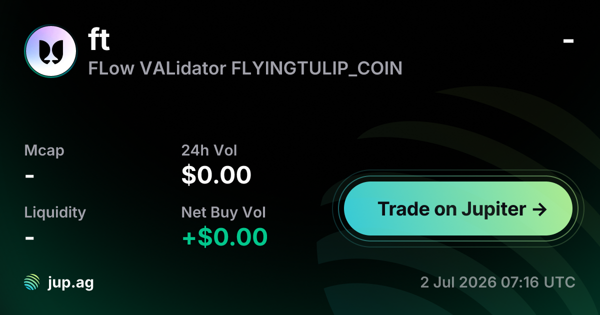 FLow VALidator FLYINGTULIP_COIN Price Today, FT to USD live price chart ...
