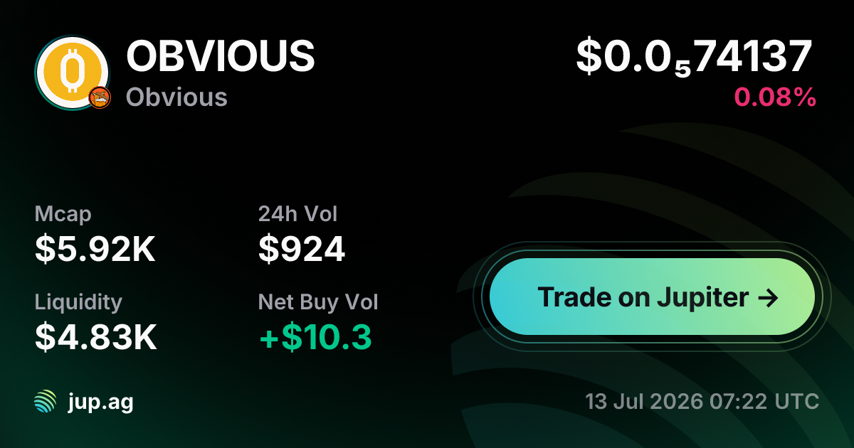 Obvious Price Today, OBVIOUS to USD live price chart, marketcap & news