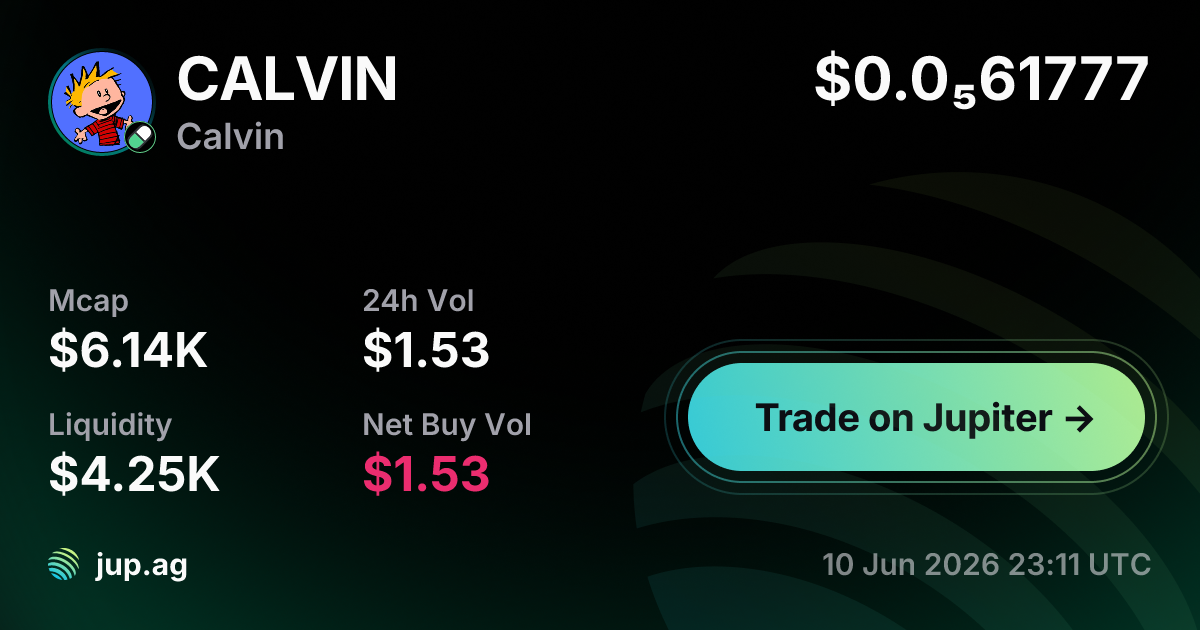 Calvin price today, CALVIN to USD live price chart, marketcap & news ...