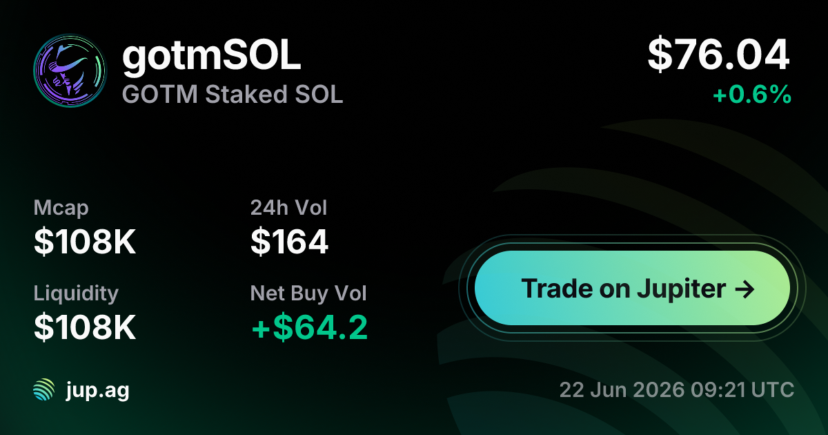 GOTM Staked SOL price today, GOTMSOL to USD live price chart, marketcap ...